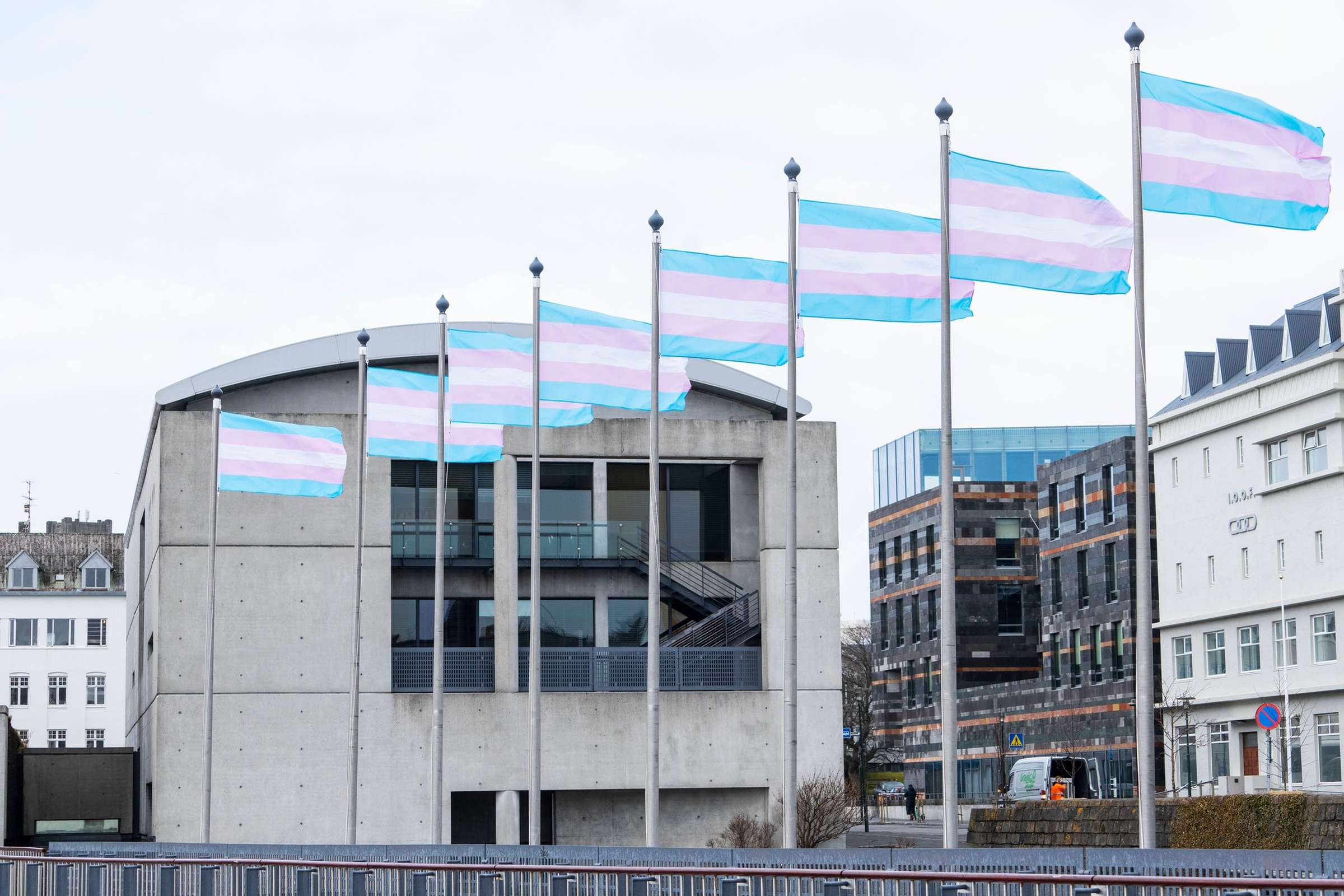 Minnast látins trans fólks með fánum við Ráðhúsið - Heimildin